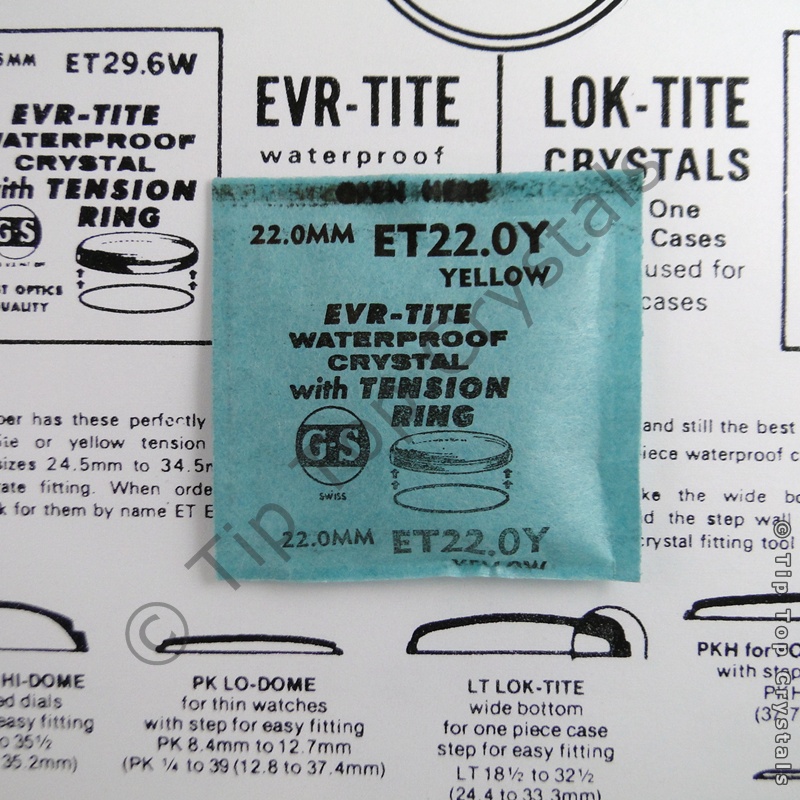 GS ET Y EVR-TITE with YELLOW Tension Ring Round Watch Crystal 15.0 - 36 ...