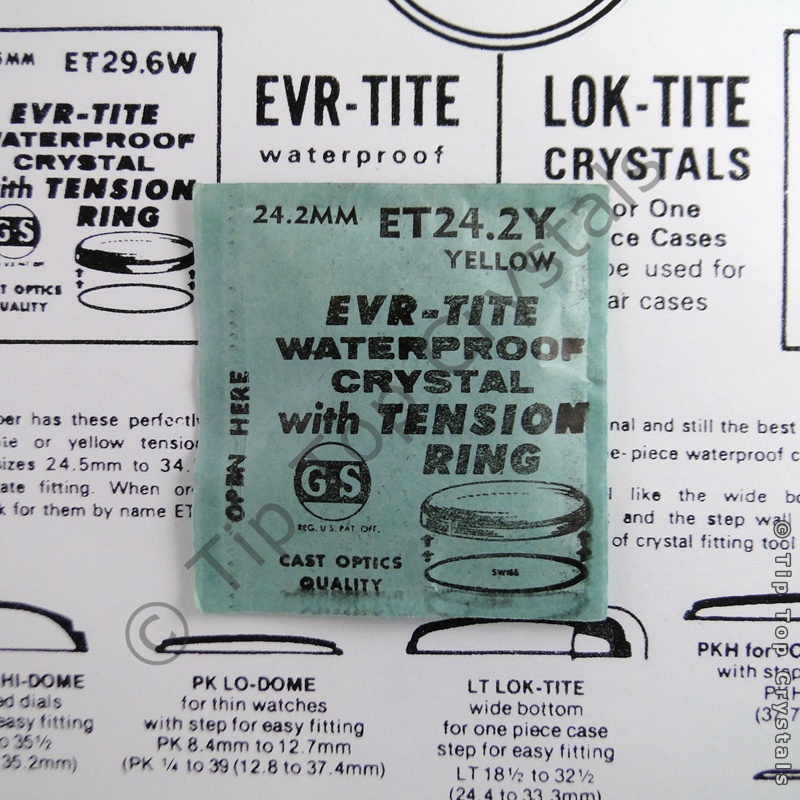 GS ET Y EVR-TITE with YELLOW Tension Ring Round Watch Crystal 15.0 - 36 ...