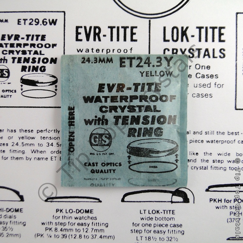 GS ET Y EVR-TITE with YELLOW Tension Ring Round Watch Crystal 15.0 - 36 ...